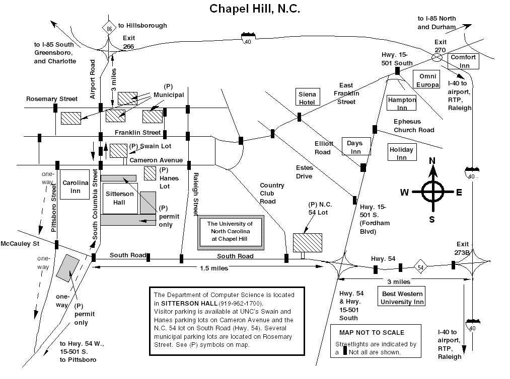 UNC-CH Directions to the Computer Science Department and the Crolina Inn
